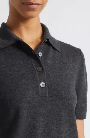 TOCCIN Rue Wool Short Sleeve Polo - Shadow