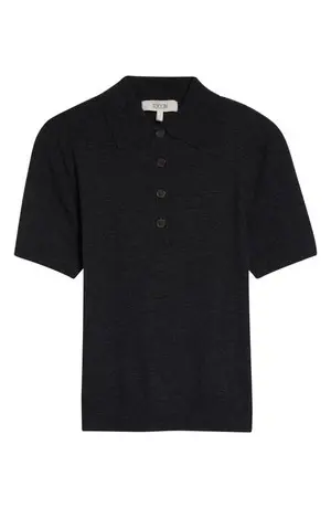 TOCCIN Rue Wool Short Sleeve Polo - Shadow