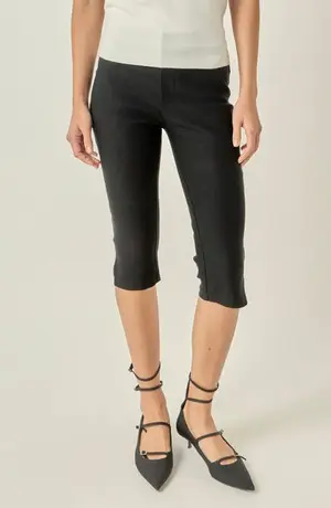 English Factory Side Slit Capri Pants - Black