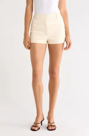 House Of Cb Naya Faux Leather Mini Skirt - Ivory