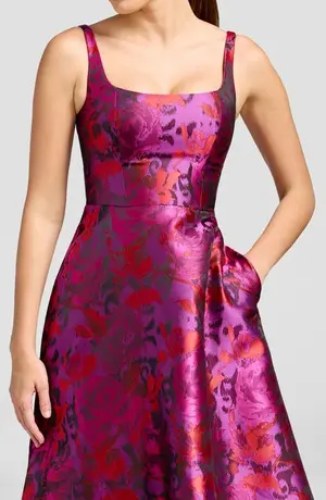 Dress The Population Vanna Floral Cocktail Midi Dress