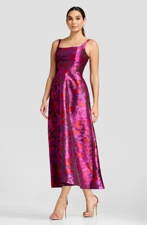 Dress The Population Vanna Floral Cocktail Midi Dress