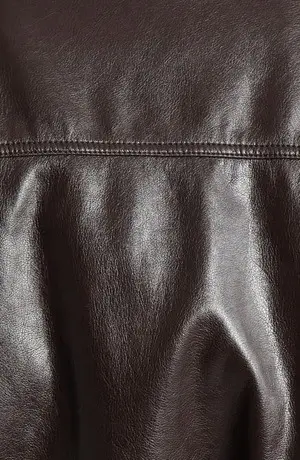 LU'U DAN Faux Leather Cargo Flight Jacket With Faux Fur Collar - Grease