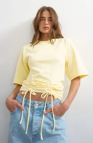 Topshop Drawcord Detail Crop Top - Yellow