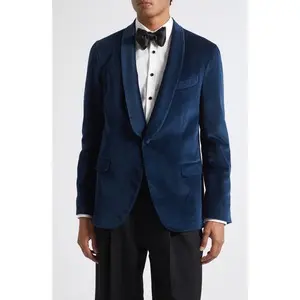 Boglioli Velvet Shawl Collar Jacket - Navy