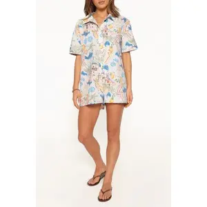 PETAL & PUP Calypso Button Front Romper - White Multi