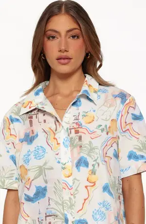 PETAL & PUP Calypso Button Front Romper - White Multi