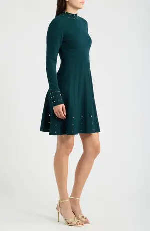 Vince Camuto Stud Ottoman Long Sleeve Sweater Dress