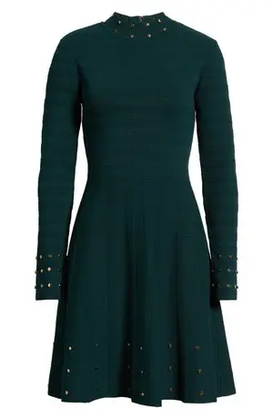 Vince Camuto Stud Ottoman Long Sleeve Sweater Dress