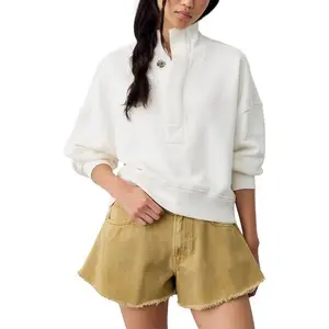Free People Timeless Snap Placket Pullover - Clean Ivory