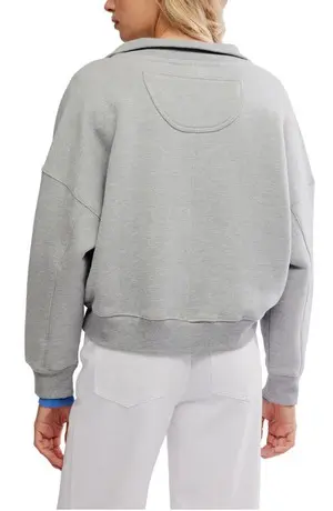 Free People Timeless Snap Placket Pullover - Heather Grey