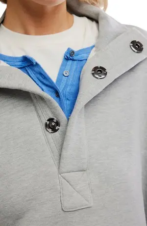 Free People Timeless Snap Placket Pullover - Heather Grey
