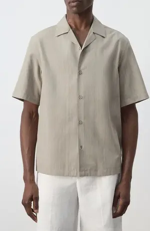 Mango Pinstripe Short Sleeve Woven Shirt