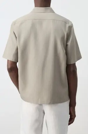Mango Pinstripe Short Sleeve Woven Shirt