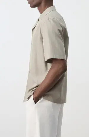 Mango Pinstripe Short Sleeve Woven Shirt