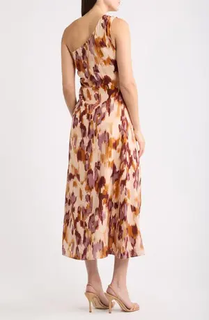 Sam Edelman Painted Dusk Ruched One-shoulder Maxi Dress