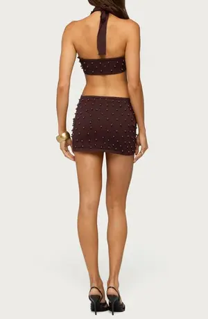 EDIKTED Kelcey Bead Cutout Knit Minidress