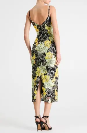HELSI Emilia Sequin Sleeveless Midi Dress - Black/chartreuse