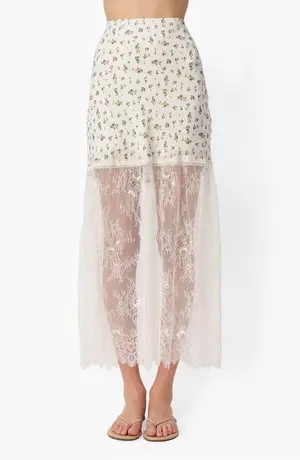 Cami Nyc Flo Midi Skirt With Lace Hem - Fleurette Ditsy