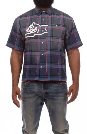 ICECREAM Snow Cone Plaid Short Sleeve Button-up Shirt - Surf The Web