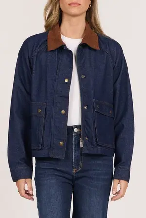 DEAR JOHN Weston Barn Jacket With Contrast Collar - Anchor