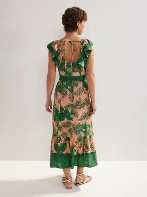 PHASE EIGHT Sandra Ruffled Square Neck Midi Dress