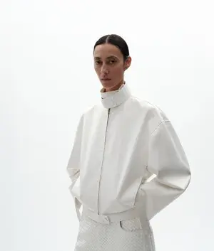 Bottega Veneta Papery Leather Blouson - White
