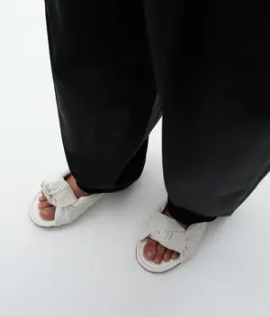 Bottega Veneta Cherry Flat Mule - Alabaster