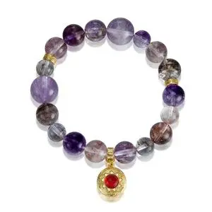 AUROZIA Five Elements Super Seven Crystal Beadeds Bracelet Fire - Gold