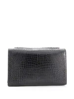 Saint Laurent Classic Monogram Tassel Crocodile Embossed Leather Medium Crossbody Bag - Black