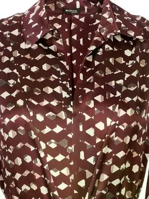 Kiton Geometric-print Belted Shirt Midi Dress