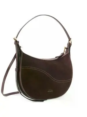 ATP ATELIER Mini Silea Suede-panelled Curved Shoulder Bag - Brown