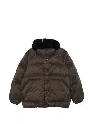 YVES SALOMON Quilted Hooded Jacket - Brown