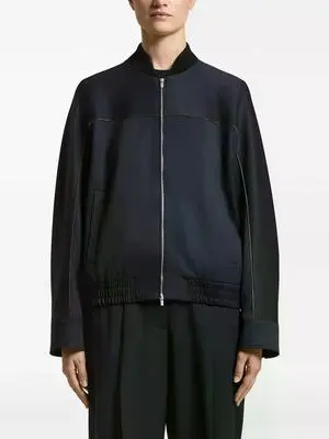 Peserico Piped-trim Elasticated-hem Jacket - Blue