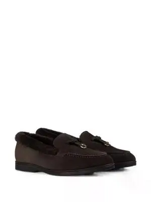 DOUCAL'S Tassel-detail Shearling-trim Loafers - Brown