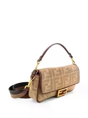 Fendi Baguette Nm Bag Zucca Embroidered Canvas Medium Shoulder Bag