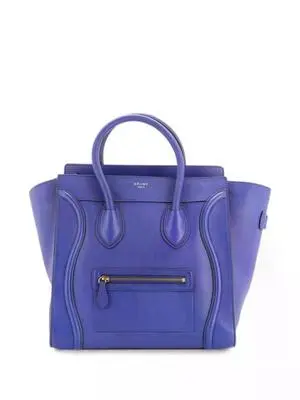 Celine Luggage Bag Grainy Leather Mini Tote Bag - Blue