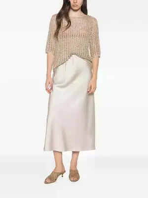 BETTY BARCLAY Open-knit Sequin-embellished Top - Neutrals
