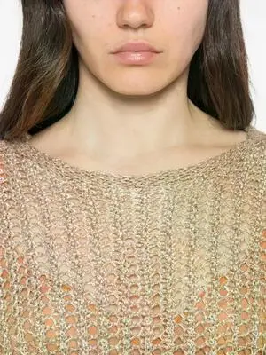 BETTY BARCLAY Open-knit Sequin-embellished Top