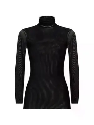 BLANCA VITA Turtleneck Sheer-finish Long-sleeve Top