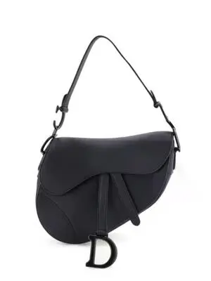 Dior Ultra Matte Saddle Handbag Leather Medium Shoulder Bag - Black