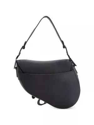 Dior Ultra Matte Saddle Handbag Leather Medium Shoulder Bag - Black