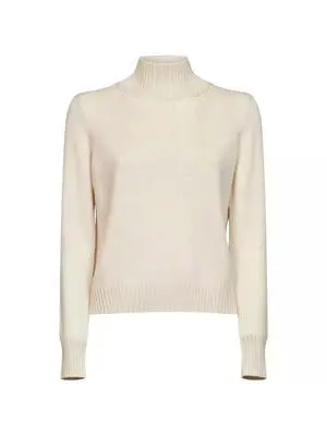 BLANCA VITA Ribbed-knit Mock-neck Sweater - Neutrals