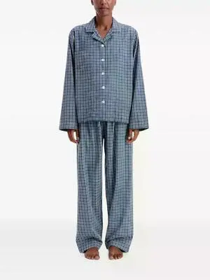 TEKLA Check-print Cotton Pajamas