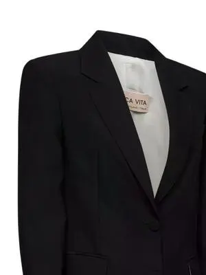 BLANCA VITA Single-breasted Structured-shoulder Blazer - Black
