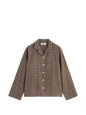 TEKLA Check-print Cotton Pajamas - Brown
