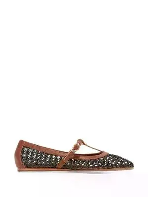 ANCIENT GREEK SANDALS Aerati Woven T-bar Ballet Flats - Brown