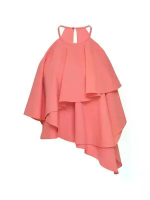 CLUB21 Tiered Asymmetric Halter Top - Pink