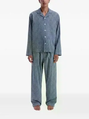 TEKLA Check-print Cotton Pajamas - Blue