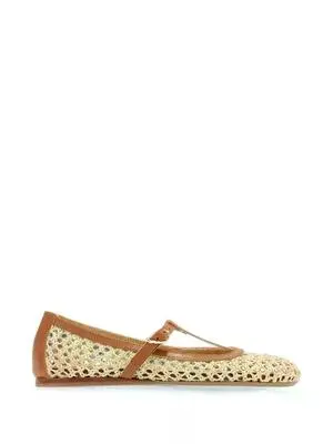 ANCIENT GREEK SANDALS Aerati Woven T-bar Ballet Flats - Neutrals